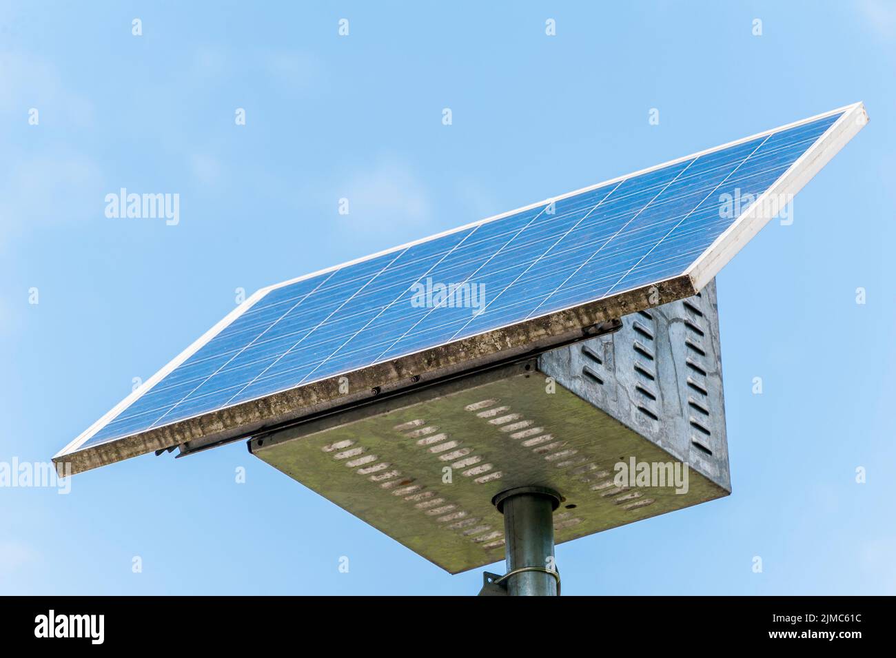 Small solar panel with battery Stock Photo - Alamy