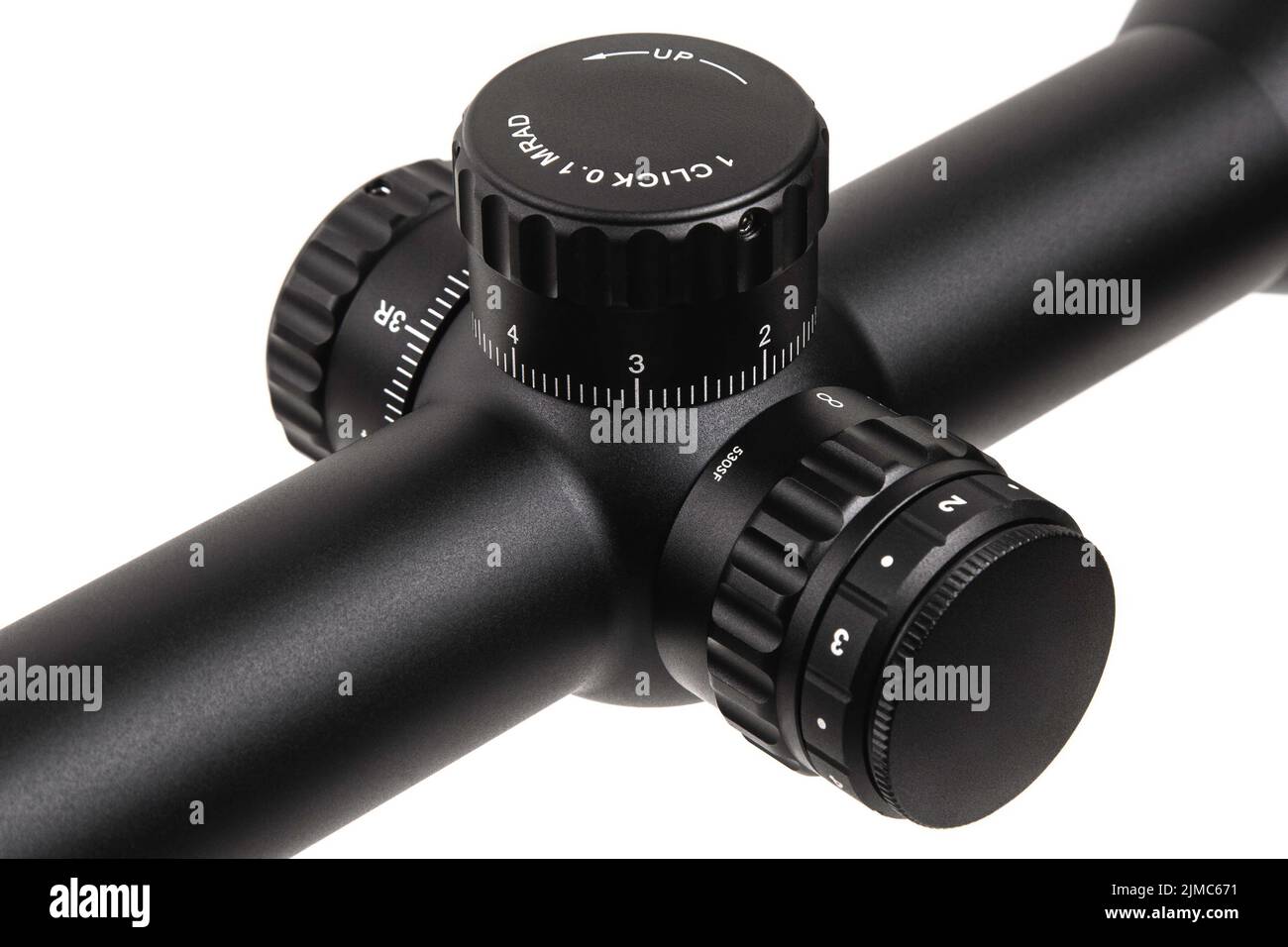 Modern black optical sight. Optical device for aiming at long distances ...