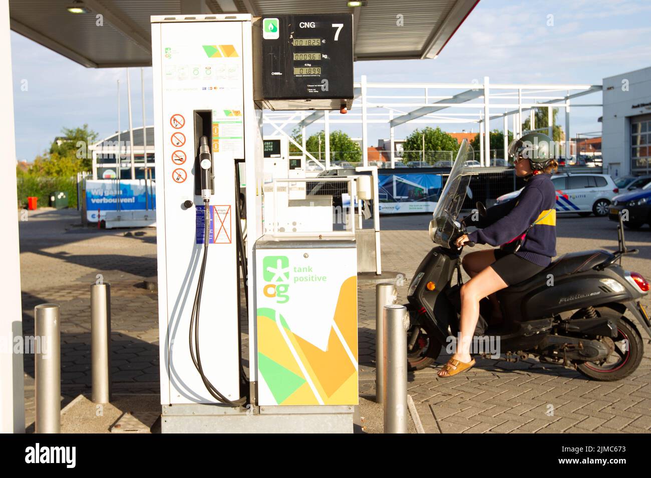 Haarlem, Netherlands. 5th Aug, 2022. A motorcyclist is seen next to a ...