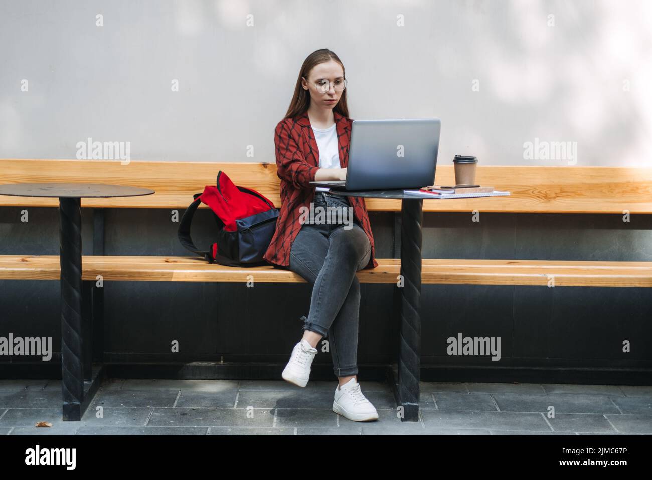 Online jobs for college students. Young woman student girl searching ...