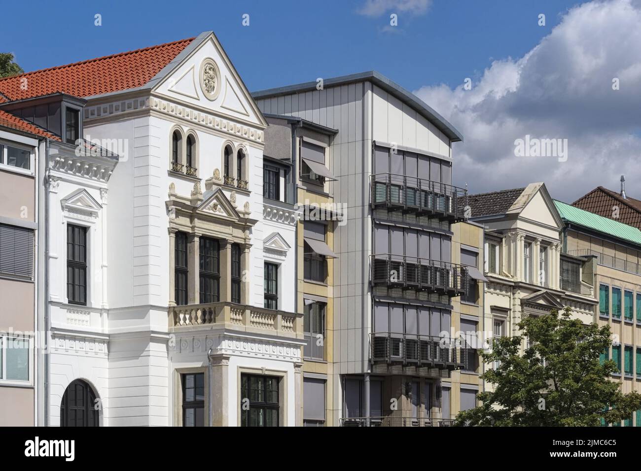 Hanover - City centre, row of houses with historic town villas, Germany ...