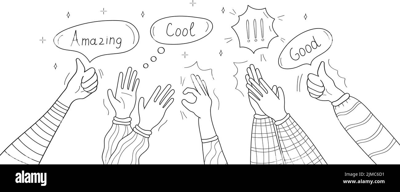 hands vector in doodle style. Hand drawn clapping human hands doodle ...