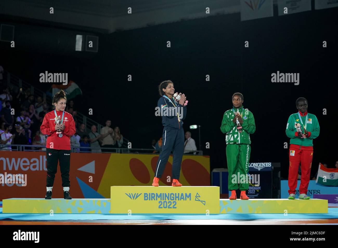Silver medalist Canada's Ana Godinez Gonzalez, Gold medalist India's ...