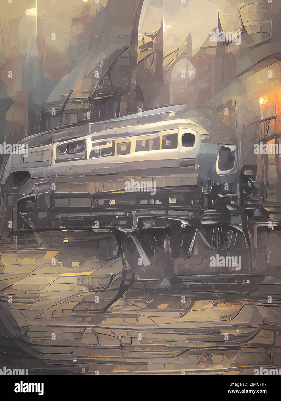 painted picture of an old rusty industrial machine Stock Vector Image ...