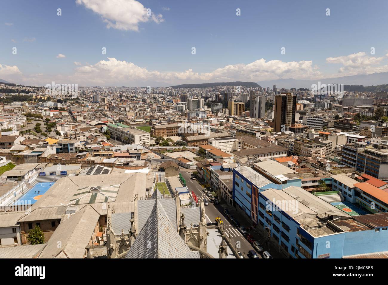 beautiful panoramic aerial landscape of the capital of Ecuador ...