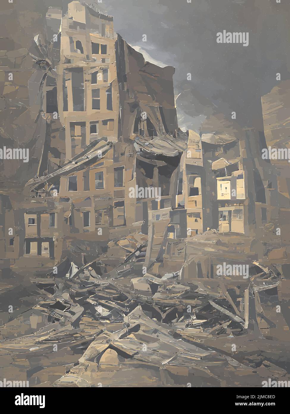 Old village painting Stock Vector Images - Alamy