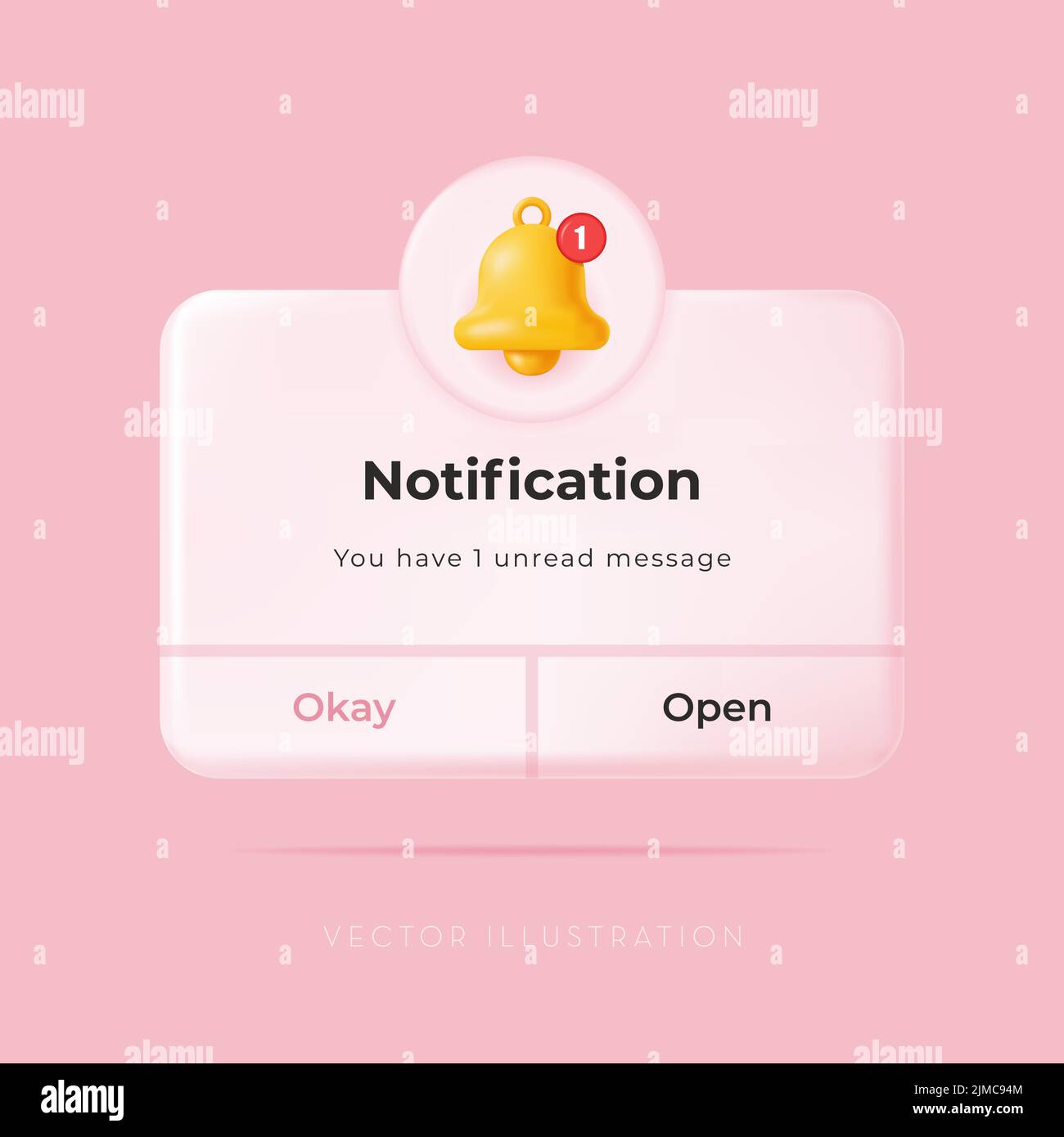 3D Reminder, Notifications page with floating elements. Vector Illustration in minimal 3D style ...