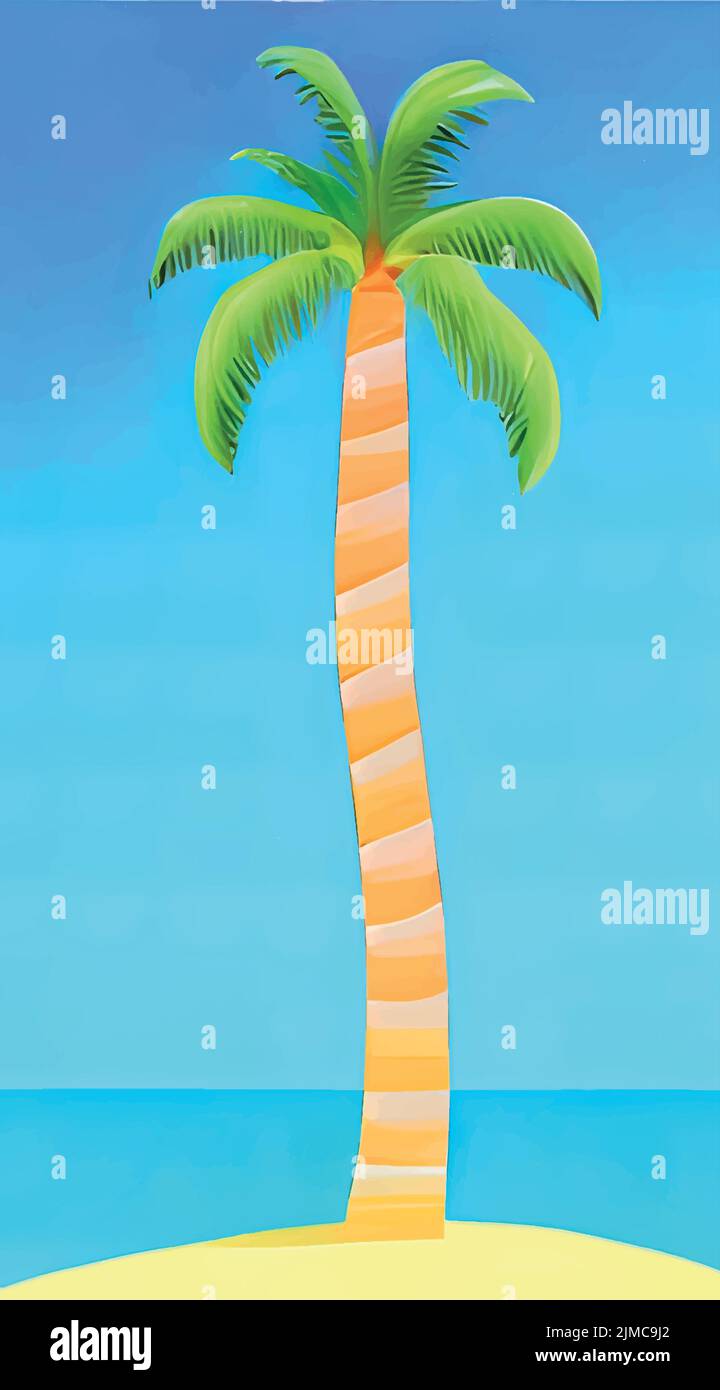Single palm tree on beach Stock Vector Images - Alamy