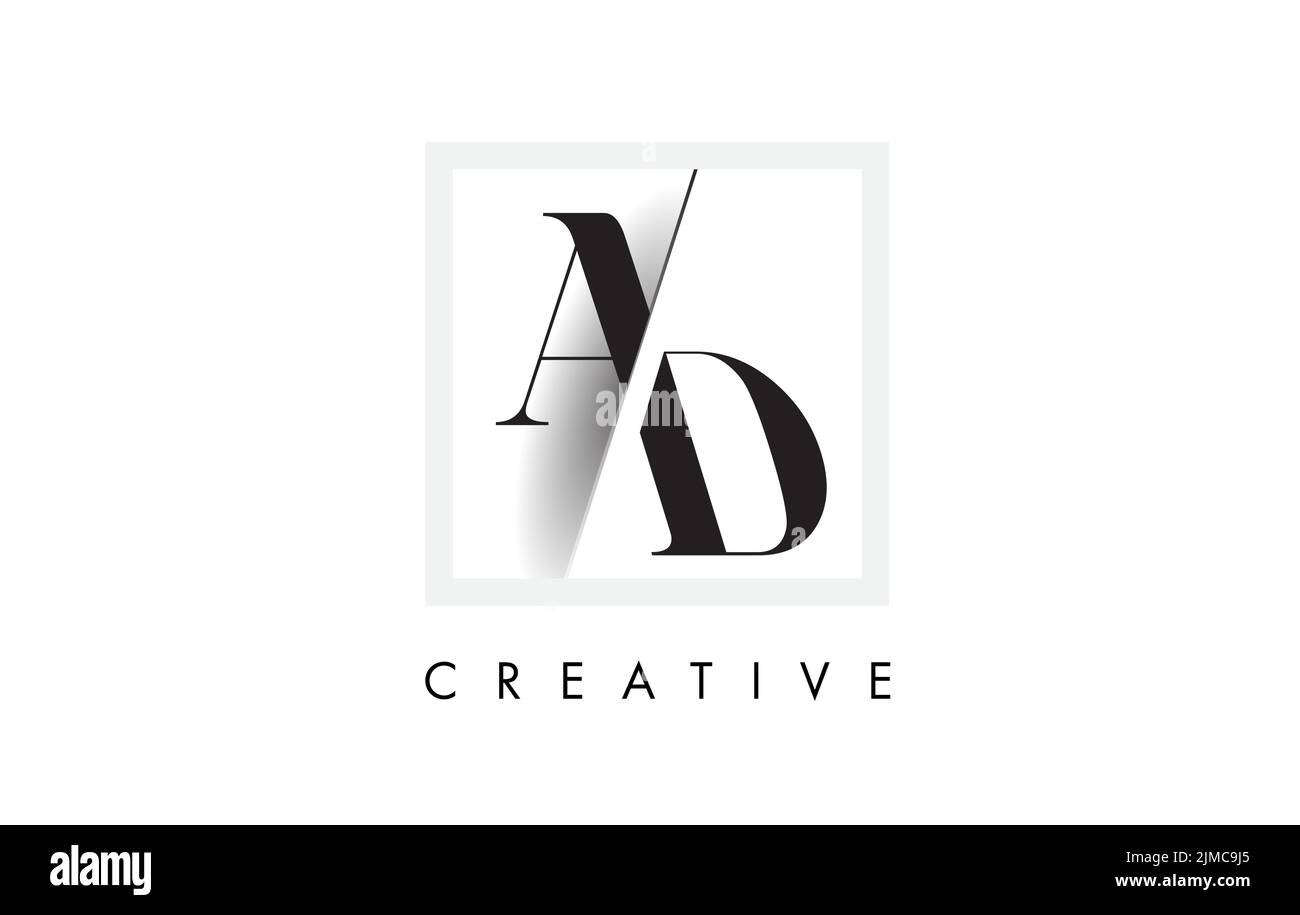 AD Letter Logo Design with Creative Intersected and Cutted Serif Font ...