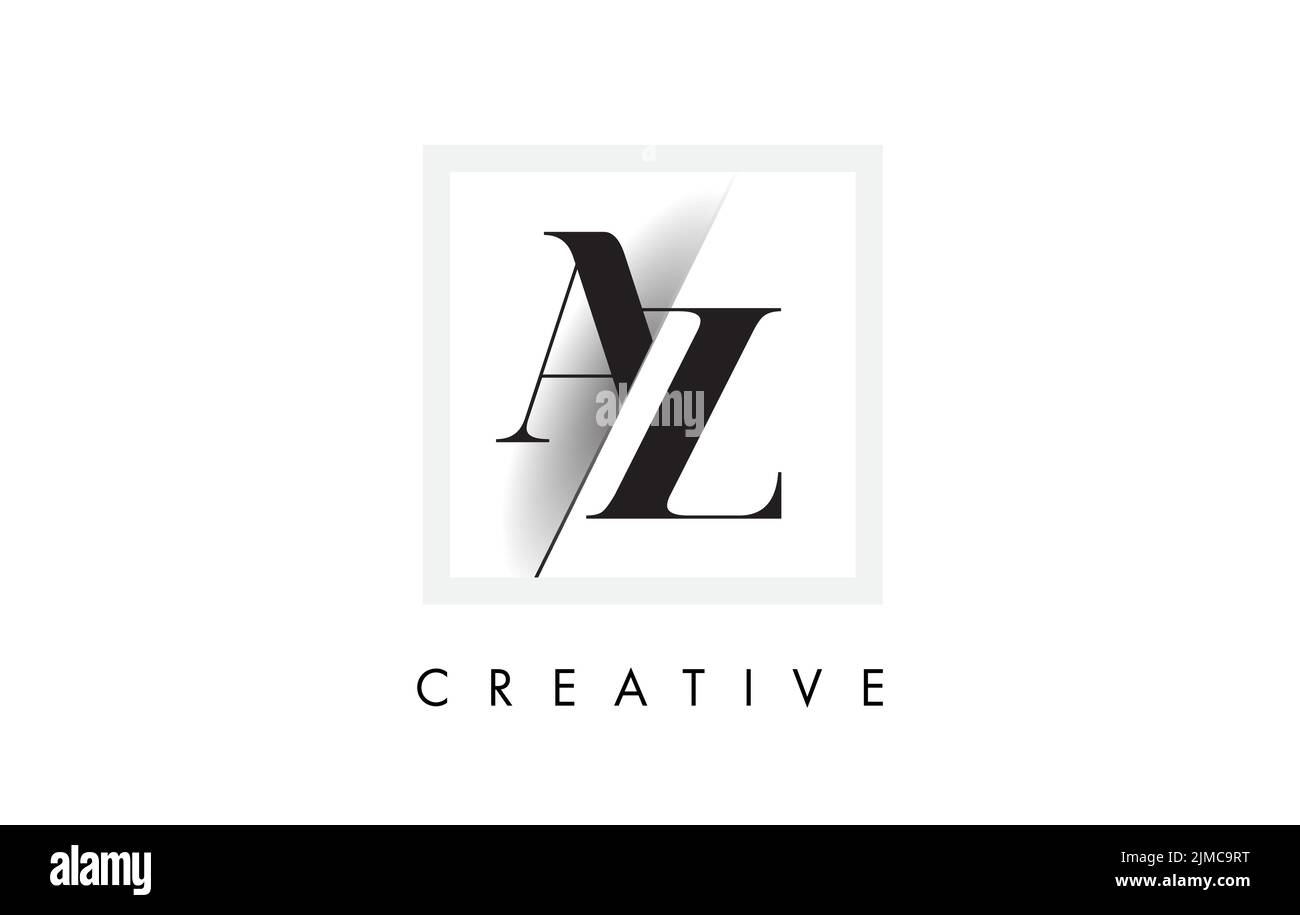 AZ Letter Logo Design with Creative Intersected and Cutted Serif Font ...