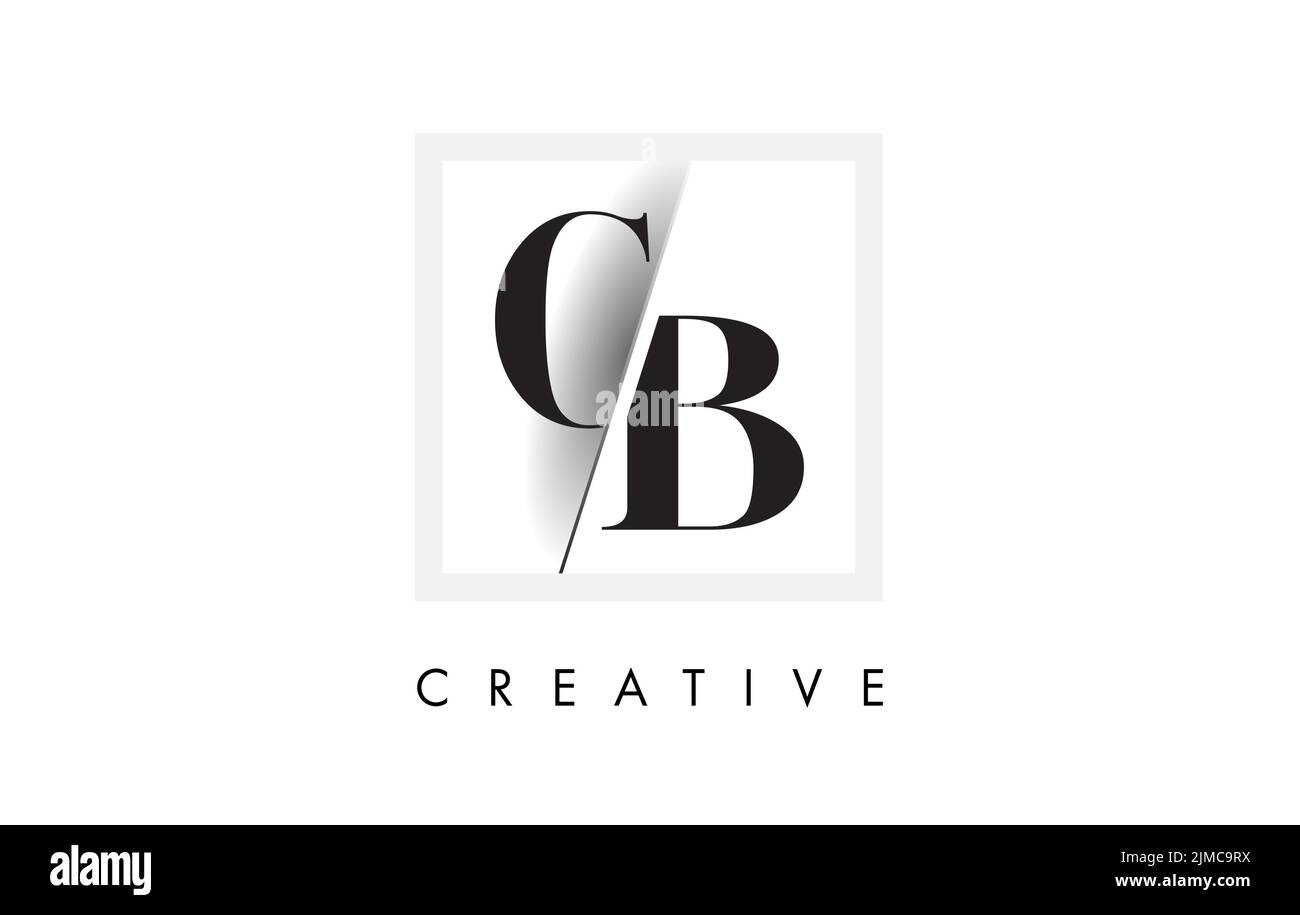 CB Letter Logo Design with Creative Intersected and Cutted Serif Font ...