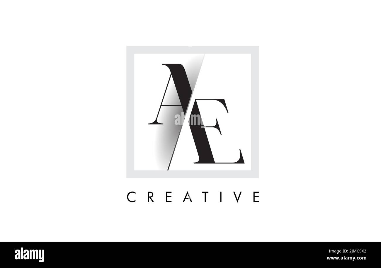 AE Letter Logo Design with Creative Intersected and Cutted Serif Font ...