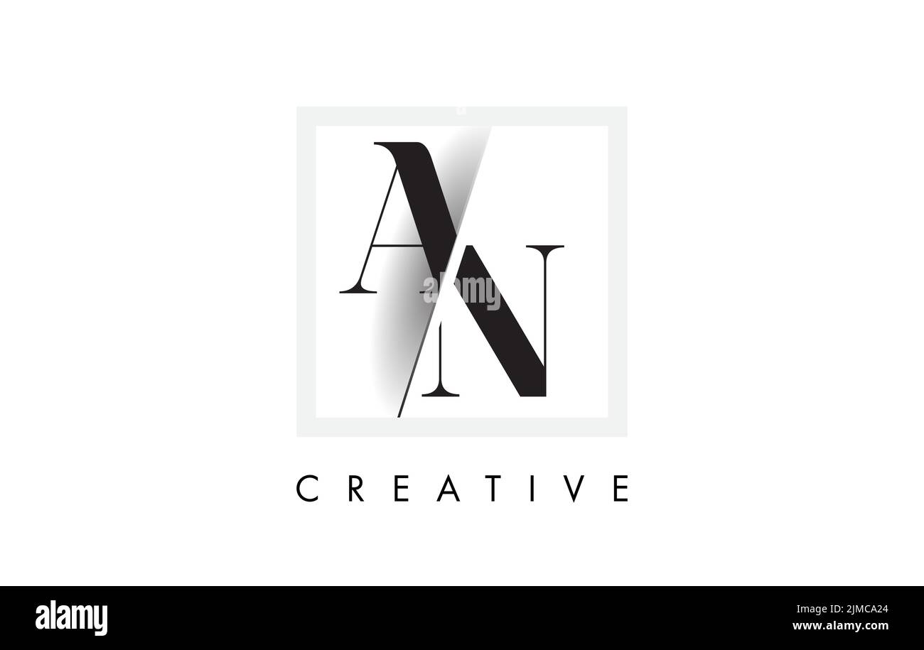AN Letter Logo Design with Creative Intersected and Cutted Serif Font ...