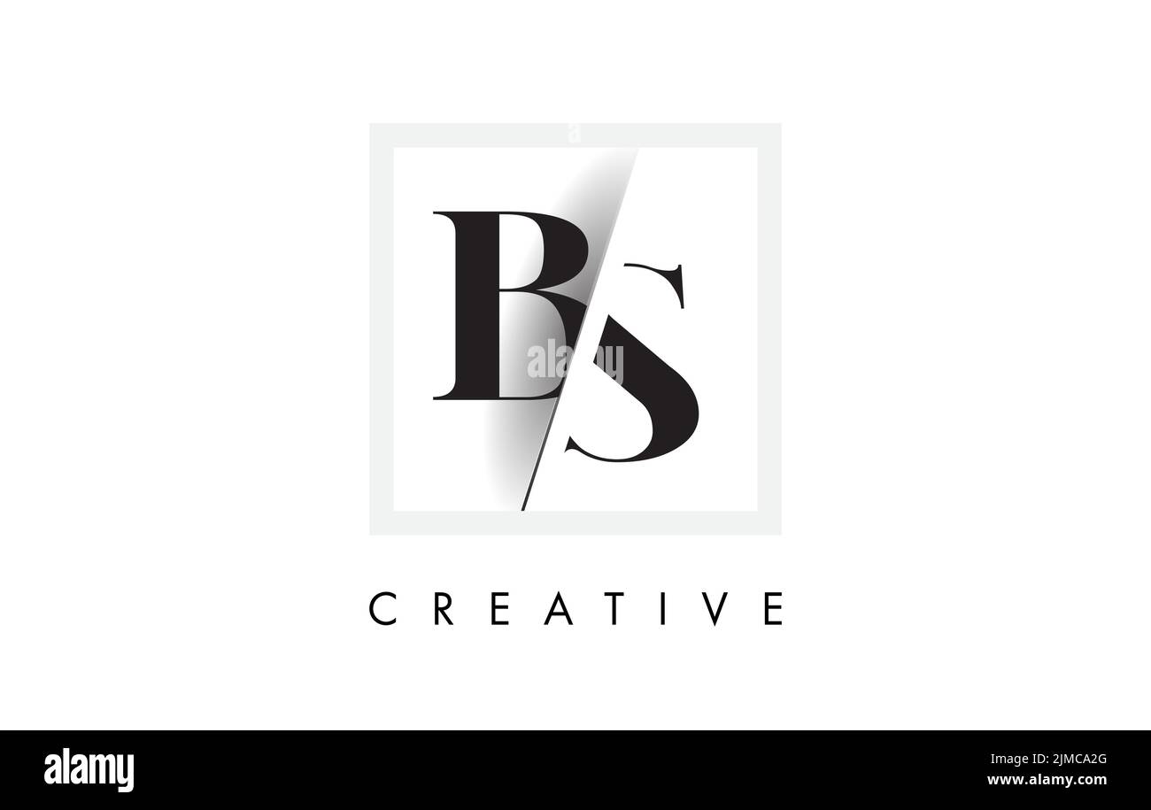 BS Letter Logo Design with Creative Intersected and Cutted Serif Font ...