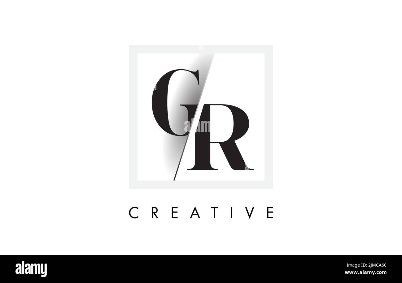 GR Letter Logo Design with Creative Intersected and Cutted Serif Font ...