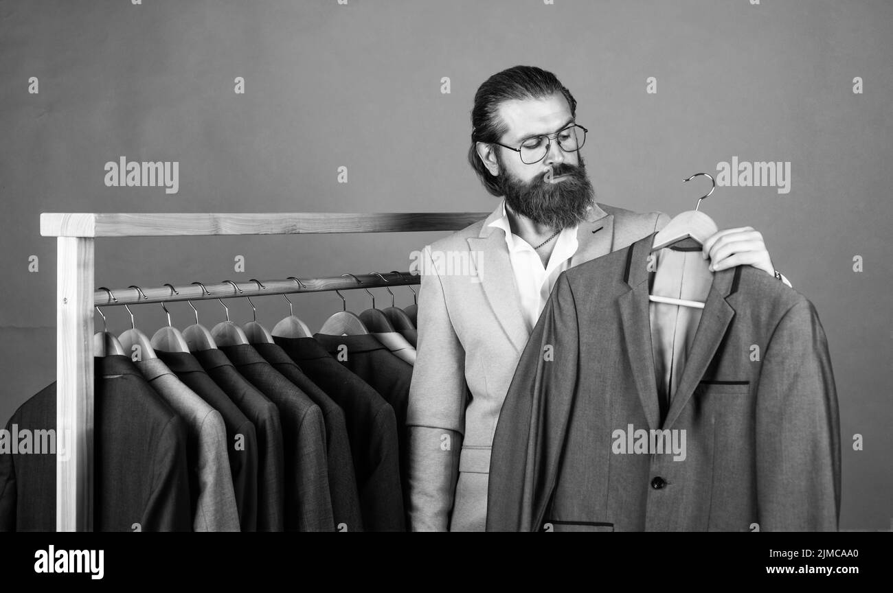 Perfect male. male wardrobe concept. brutal handsome man with moustache ...