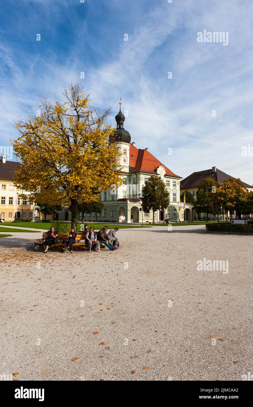 Town Hall and Hotel Post on Kapellplatz, Altoetting, Bavaria, Germany ...