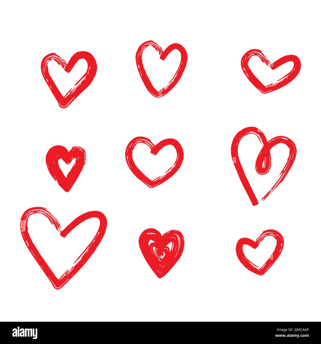 Set of hand-drawn hearts on a white background. Doodle style. Vector ...