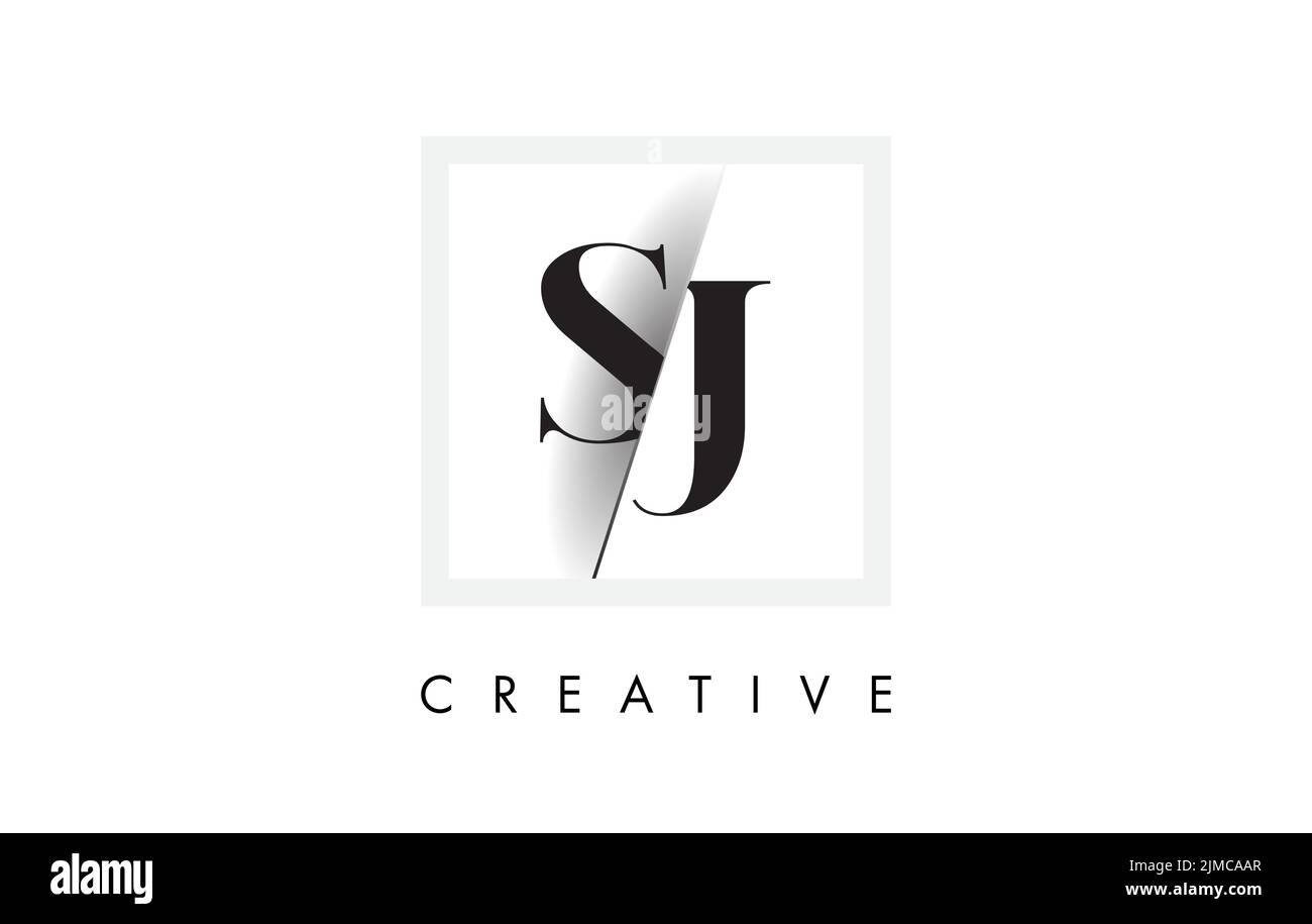 SJ Letter Logo Design with Creative Intersected and Cutted Serif Font ...