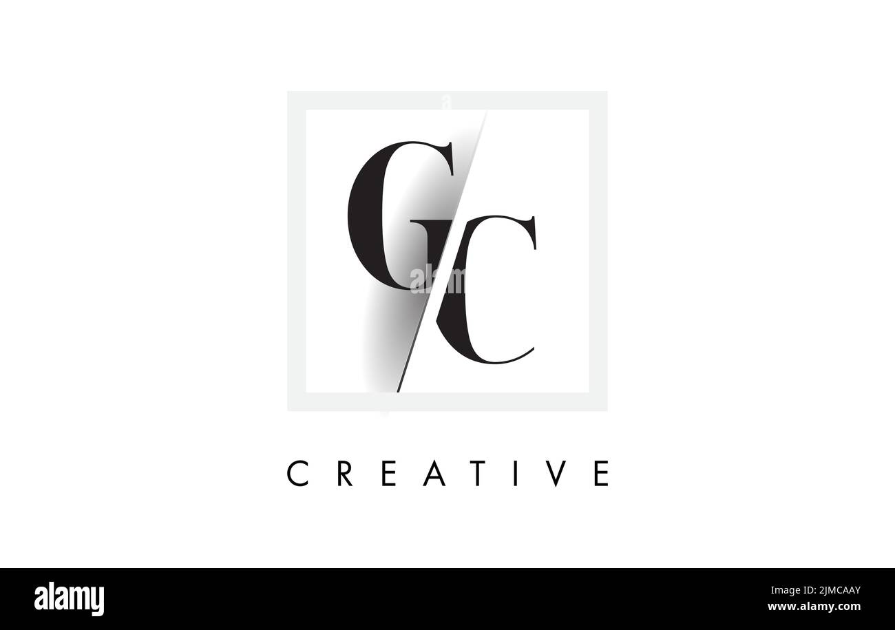 GC Letter Logo Design with Creative Intersected and Cutted Serif Font ...