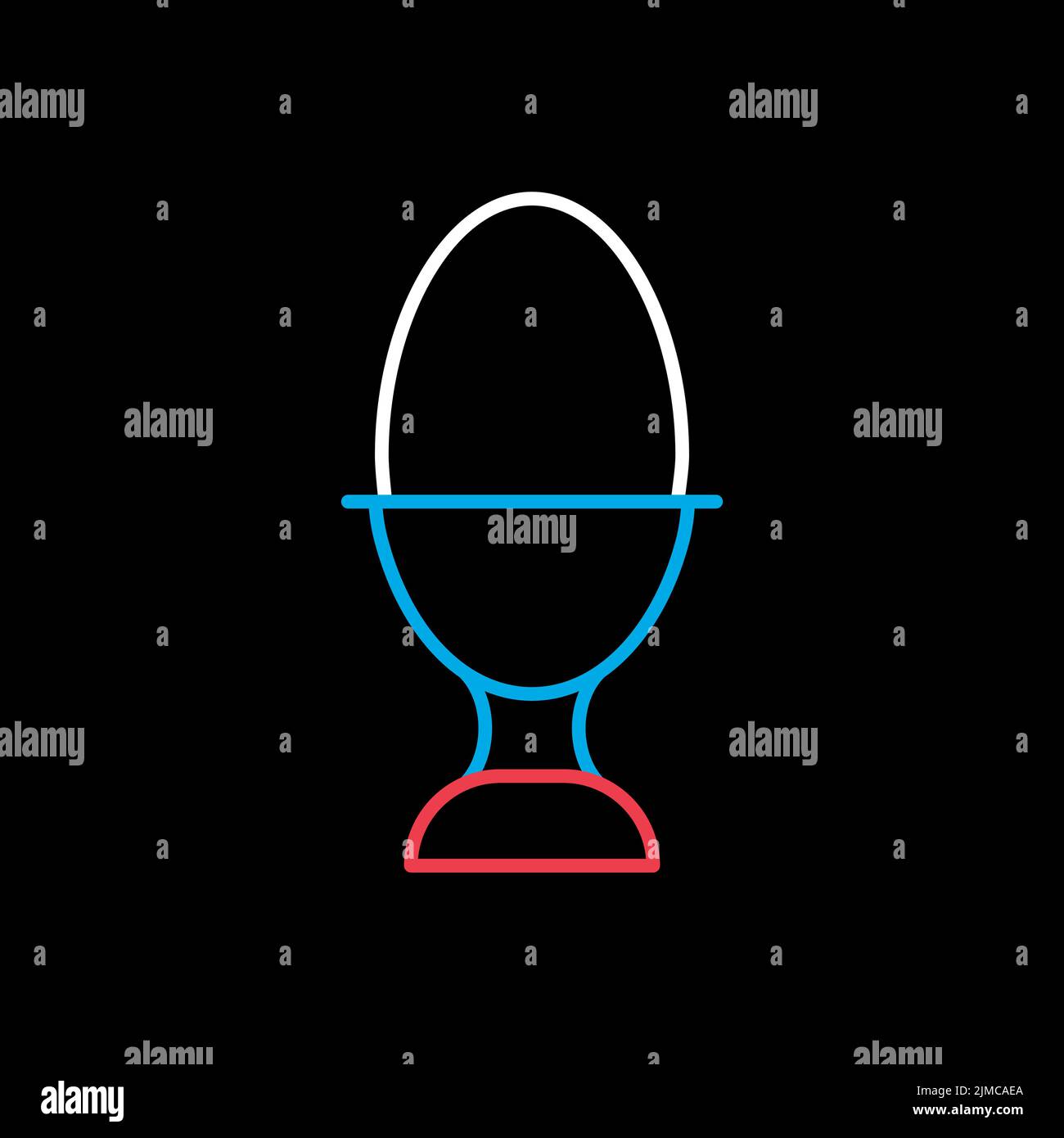 Soft boiled egg in an egg cup vector isolated on the black icon ...