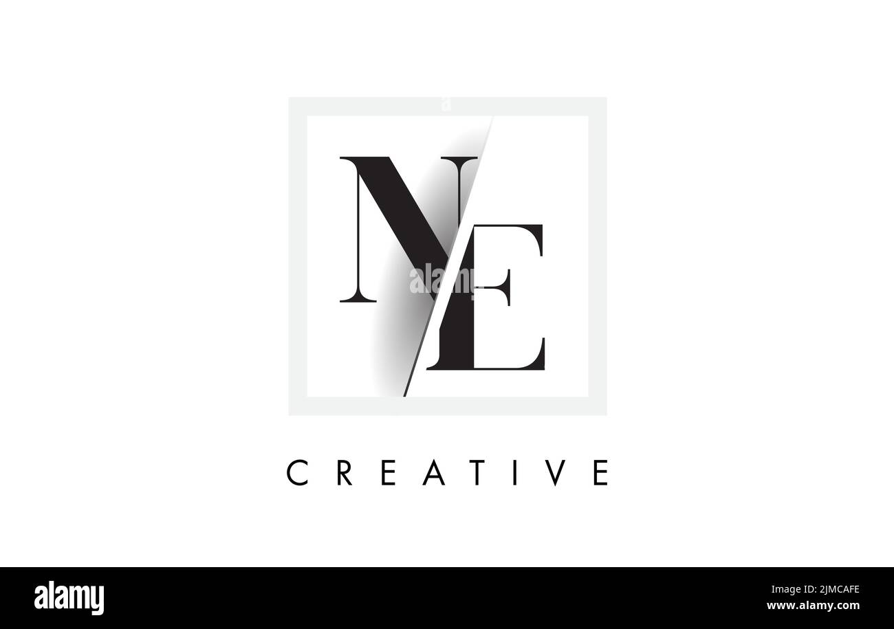 NE Letter Logo Design with Creative Intersected and Cutted Serif Font ...