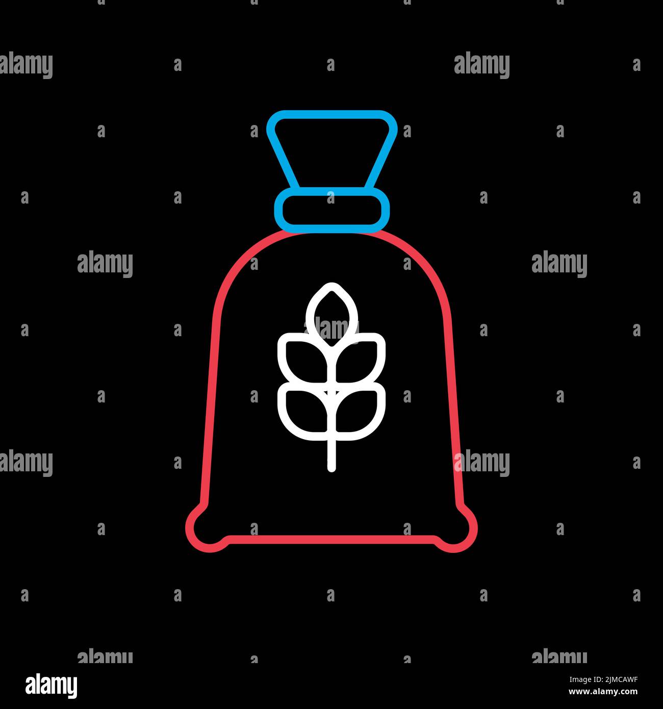 Bag flour vector isolated on the black icon. Kitchen appliance. Graph ...