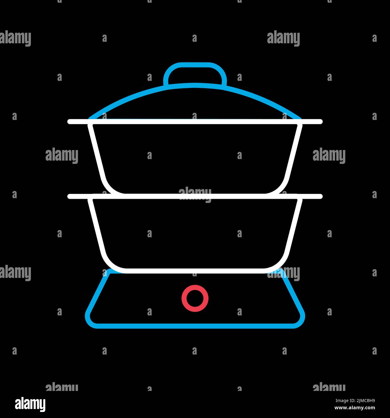 Double boiler vector isolated on the black icon. Kitchen appliance ...
