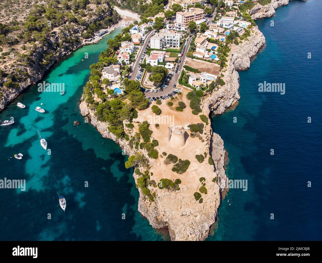 Aerial bay cala pi torre de cala pi hi-res stock photography and images ...