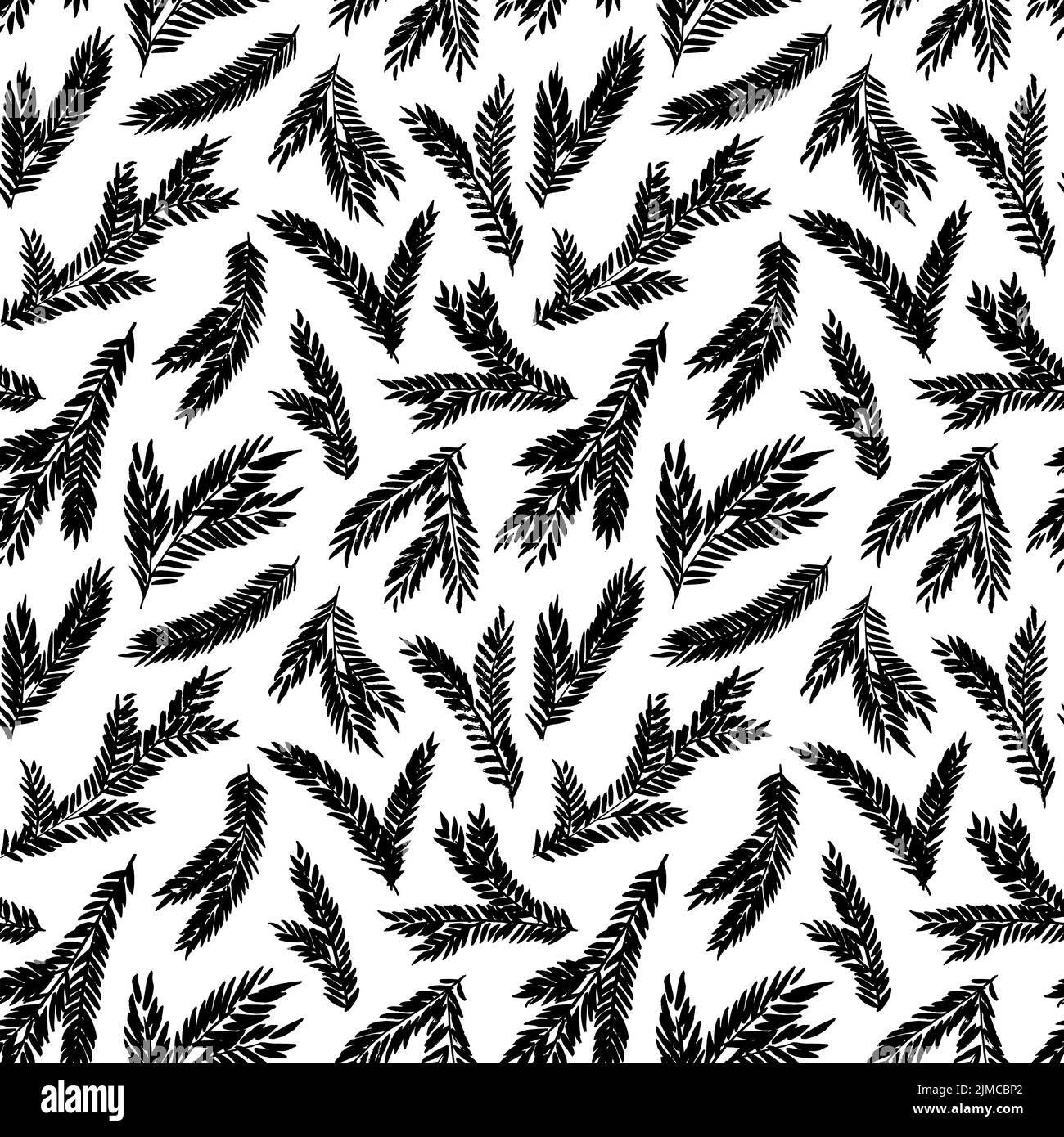 Hand Drawn Spruce Branches Vector Seamless Pattern Stock Vector Image And Art Alamy