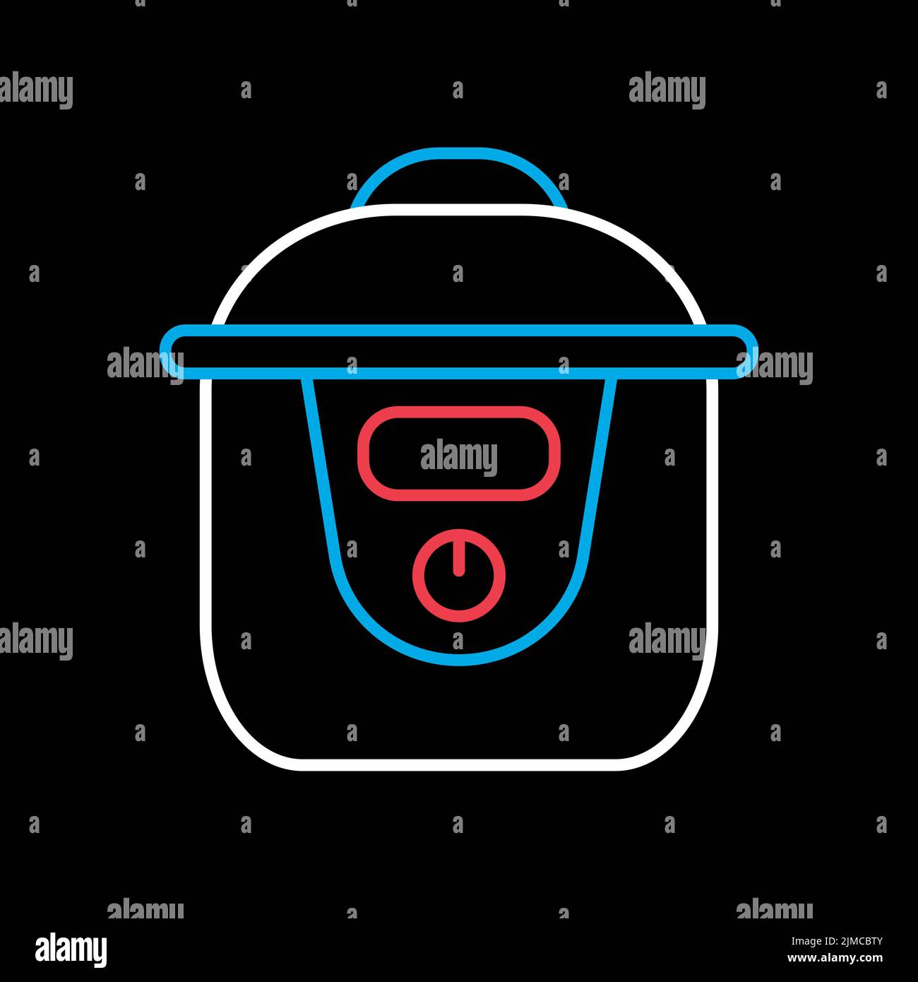 Slow cooking crock pot vector isolated on the black icon. Electric ...