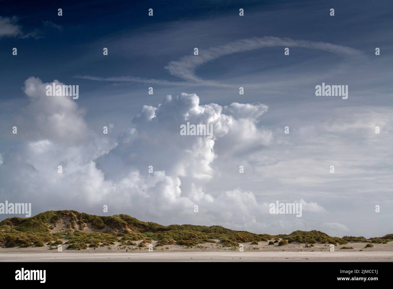 Cloud formations over the dunes on the island of Terschelling Stock ...
