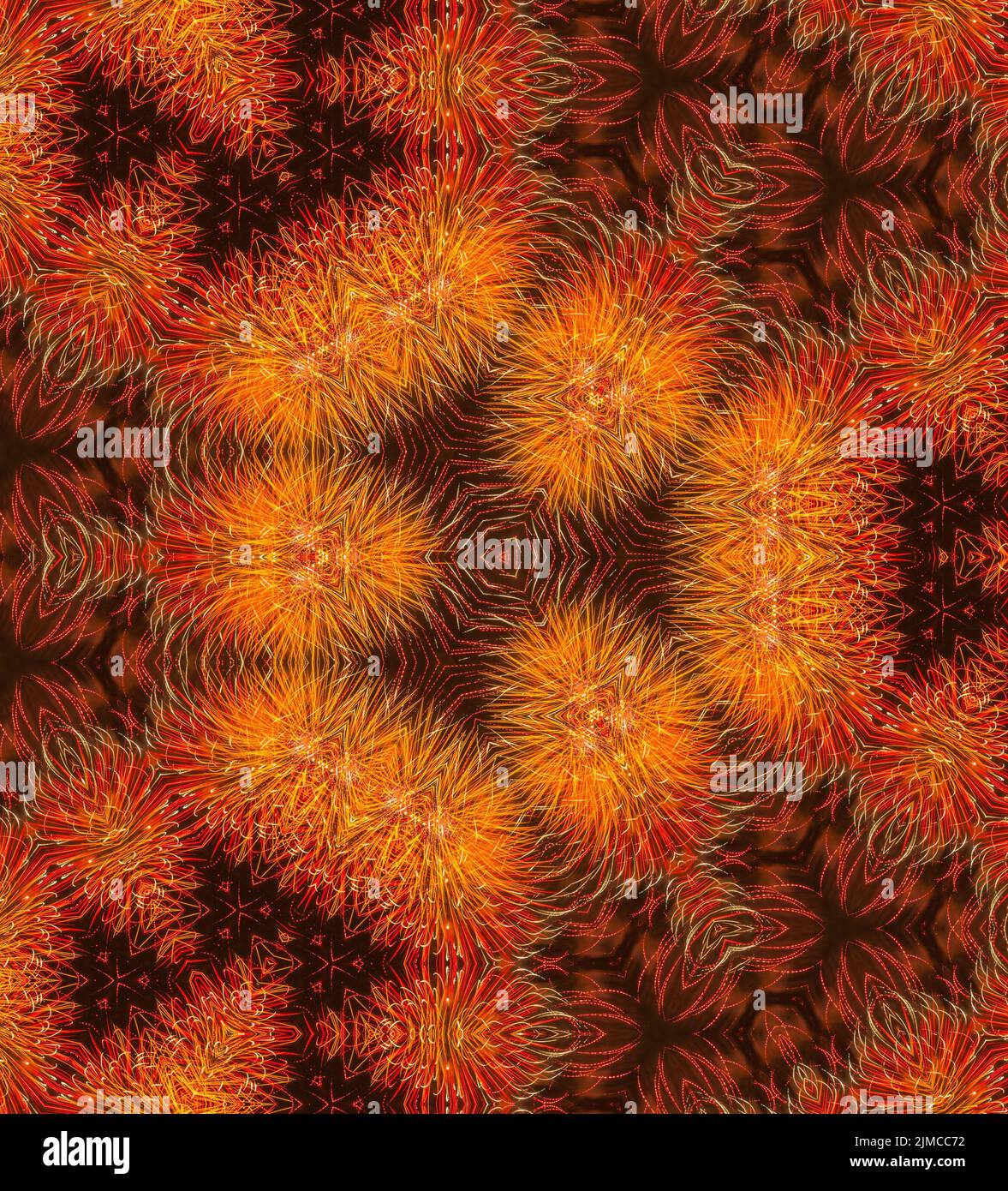 Abstract reflection of Colorful fireworks explosion in the dark sky ...