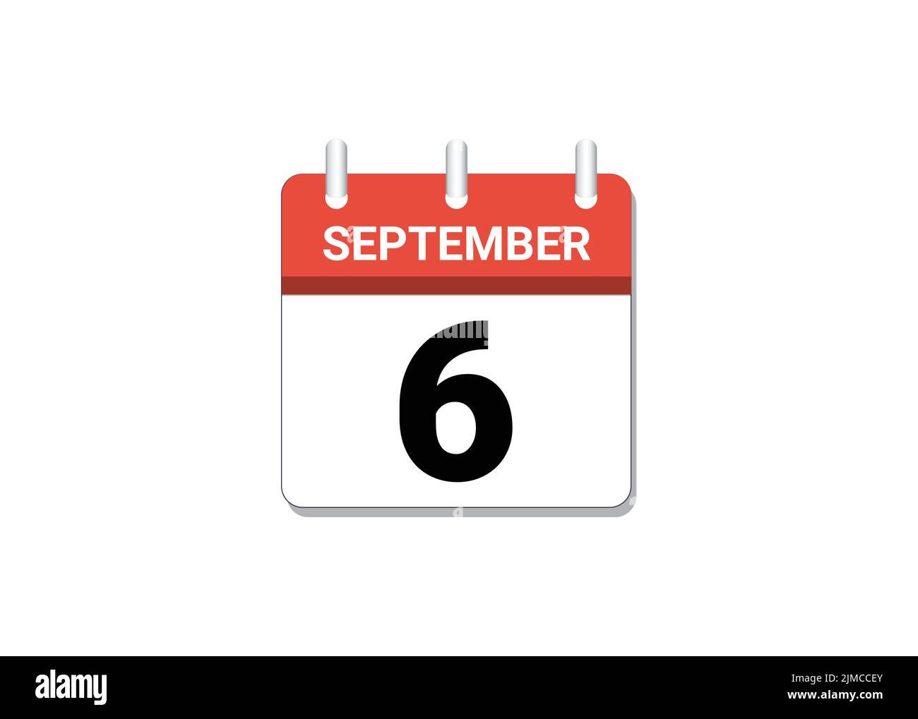 September, 6th calendar icon vector, concept of schedule, business and ...
