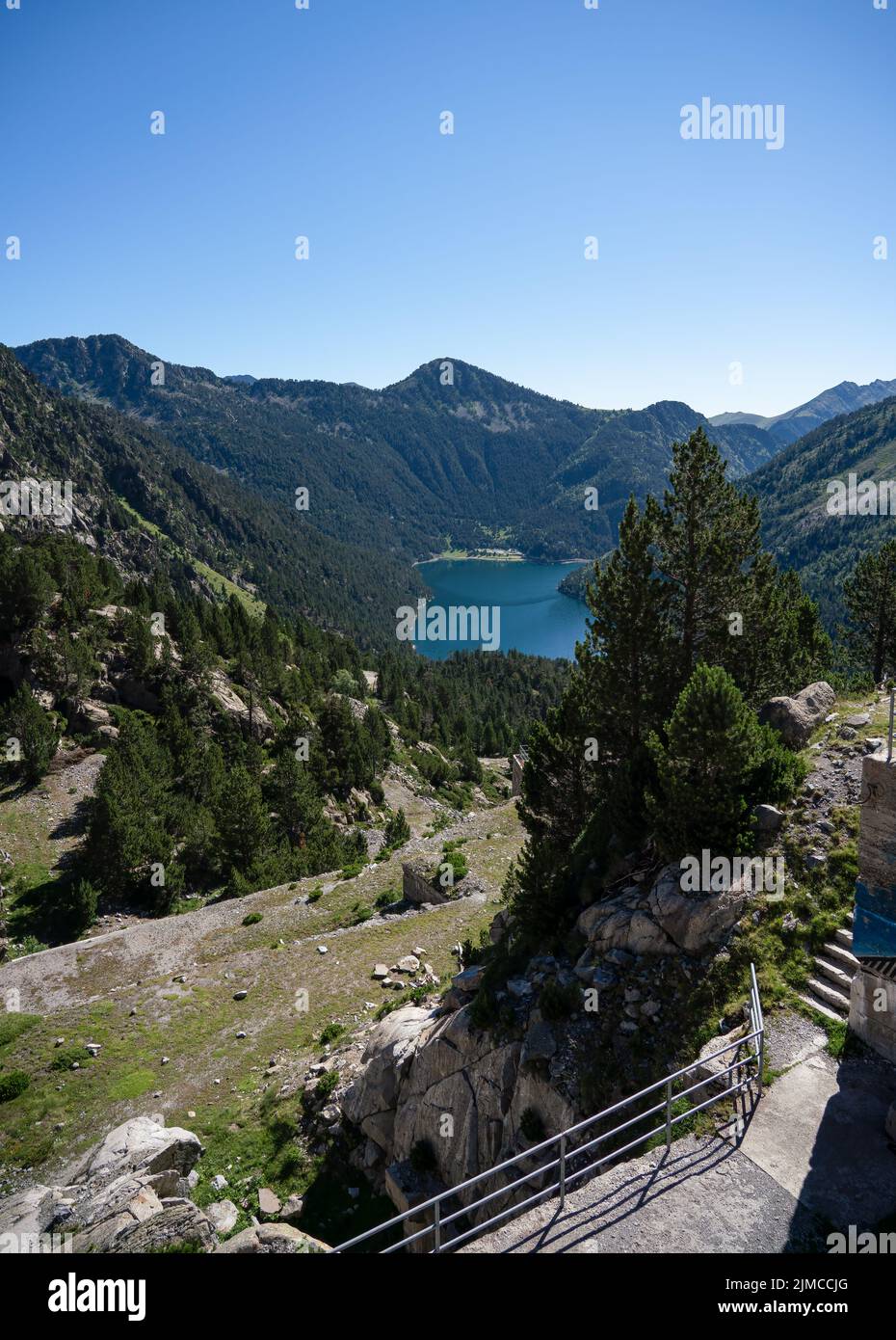 view over Lac d'Oredon from the Barrage dam Lac de Cap-de-Long ...