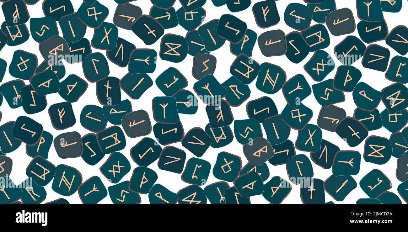 Runes seamless ethnic pattern. Runic alphabet, Futhark. Ancient norse ...