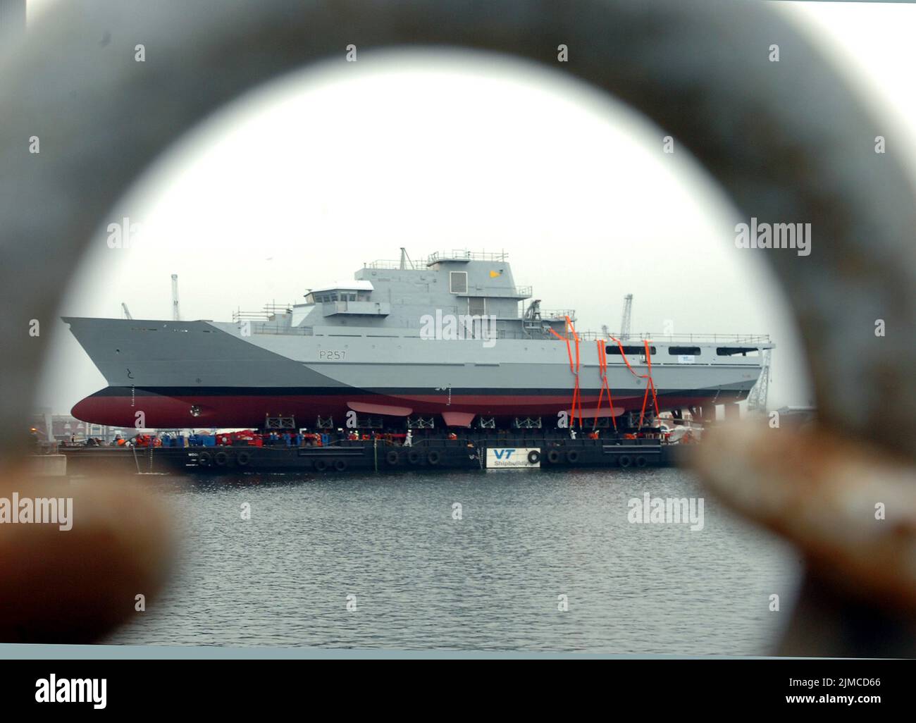 ROYAL NAVY PATROL VESSEL HMS CLYDE LEAVES THE BOATSHED IN PORTSMOUTH ...
