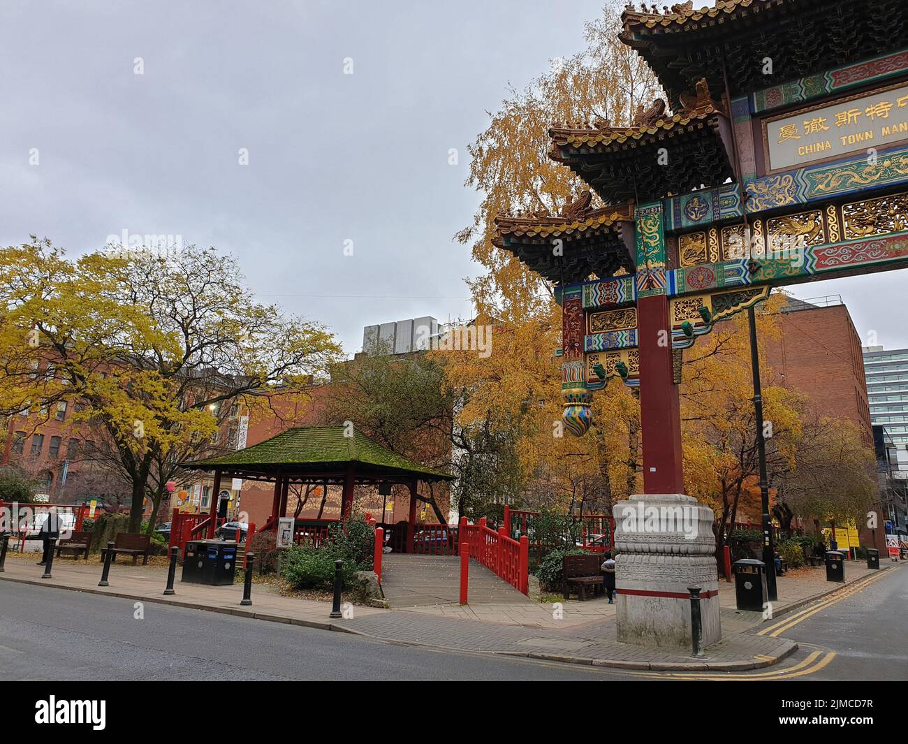 Gate into Chinatown in Manchester, the second largest Chinatown in the ...