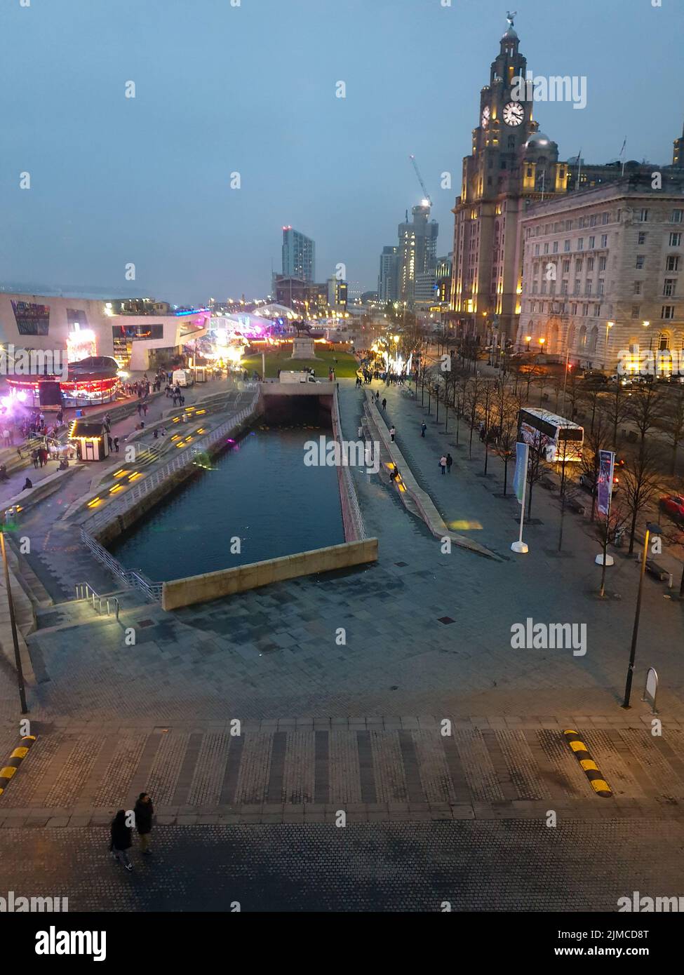 Night view of liverpool waterfront from the windows of the Museum of ...