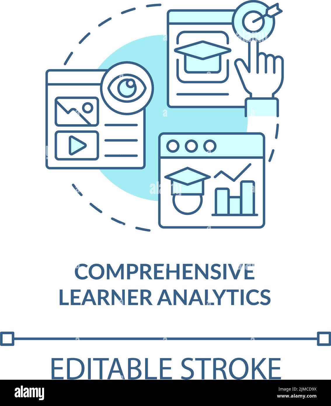 Comprehensive learner analytics turquoise concept icon Stock Vector ...