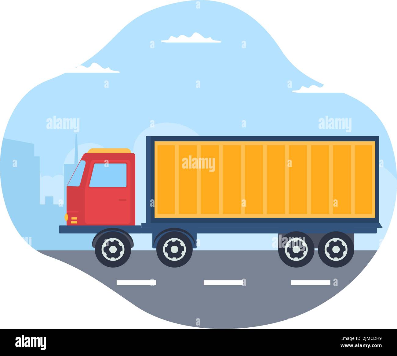 Trucking Transportation Cartoon Illustration with Cargo Delivery ...