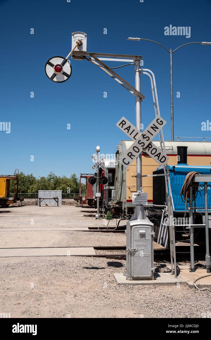 Arizona Railway Museum - Railroad Crossing Stock Photo - Alamy