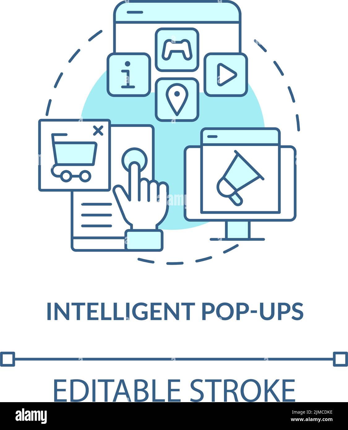 Intelligent pop-ups turquoise concept icon Stock Vector Image & Art - Alamy