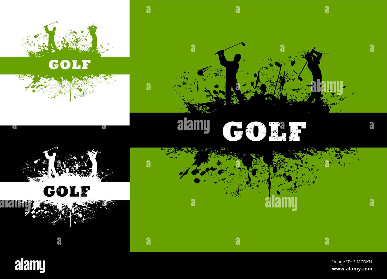 Golfing sport banner with golf players silhouettes. Golf club, sport ...
