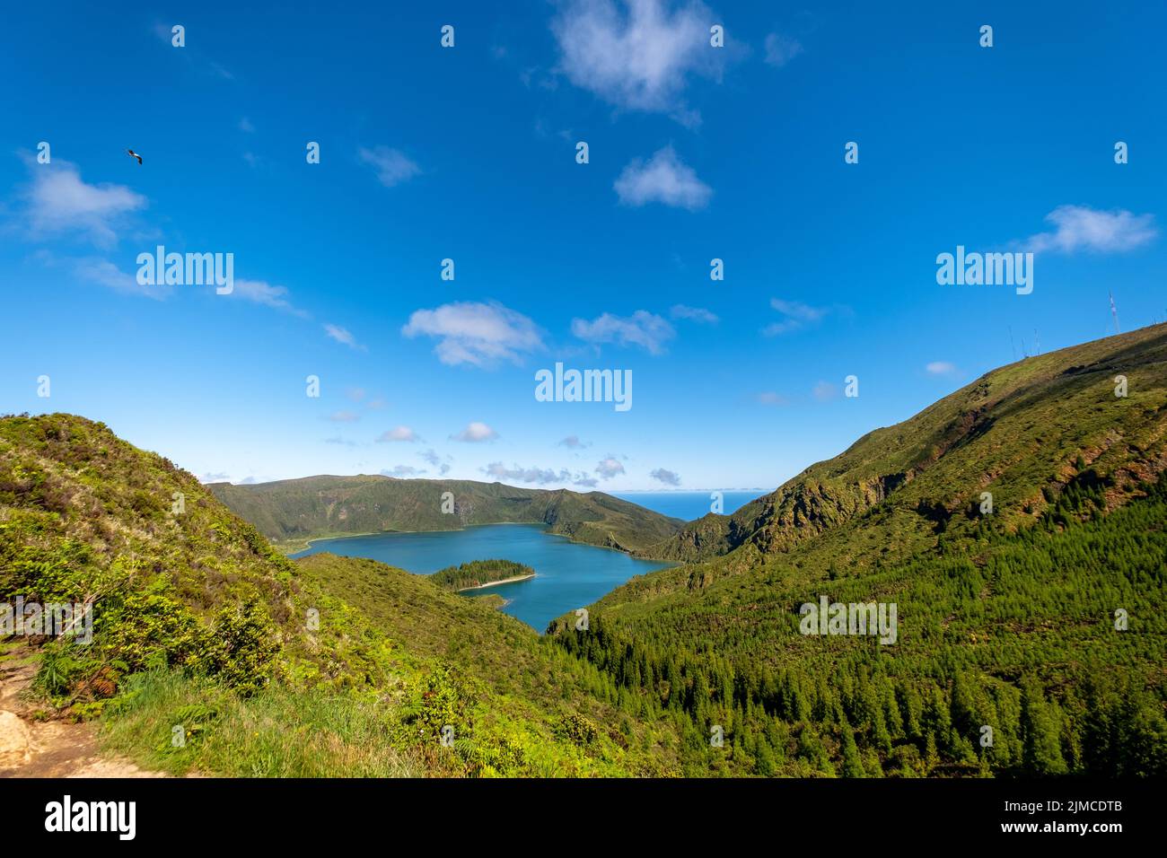 Landscape of Fire Lake "Lagoa do Fogo" in the island of São Miguel ...