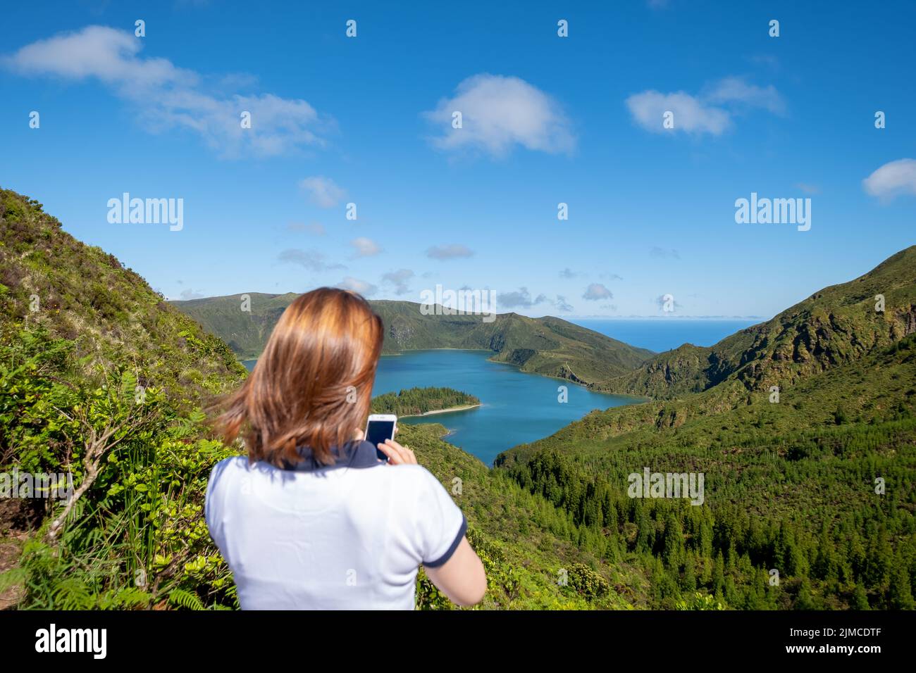 Landscape of Fire Lake "Lagoa do Fogo" in the island of São Miguel ...