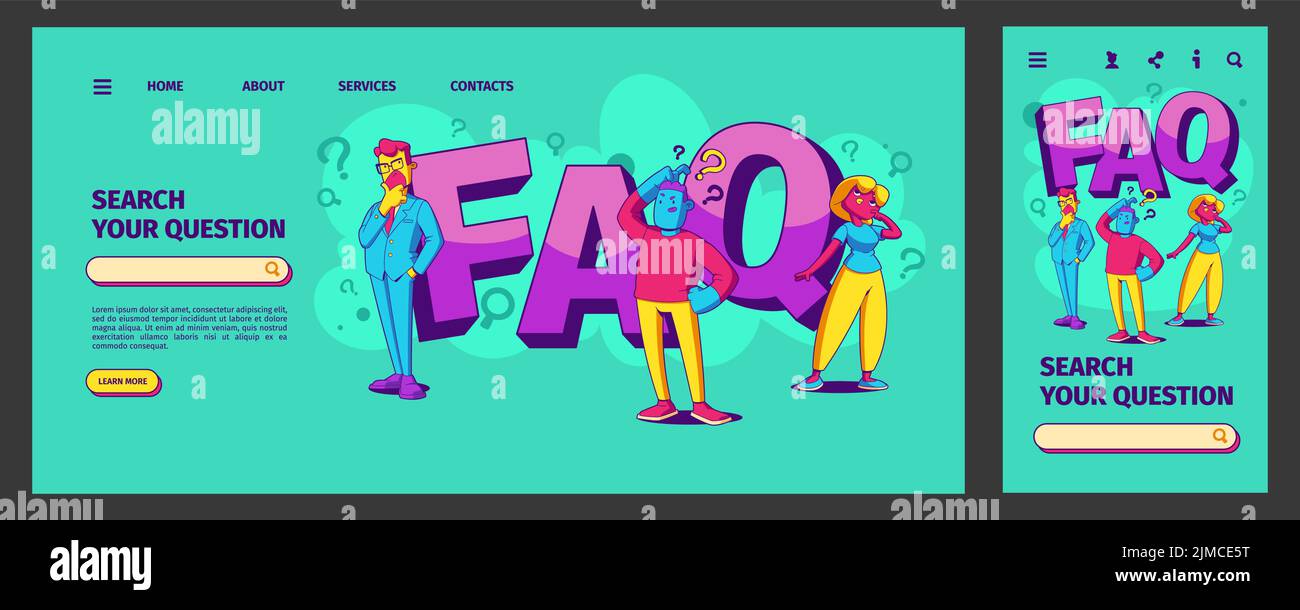 Faq landing page, app ui ux mobile app onboard screen template ...