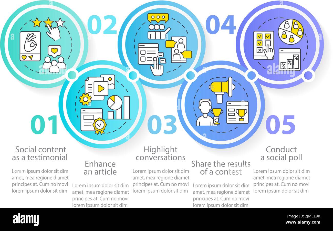 Media embeddedness use methods circle infographic template Stock Vector ...