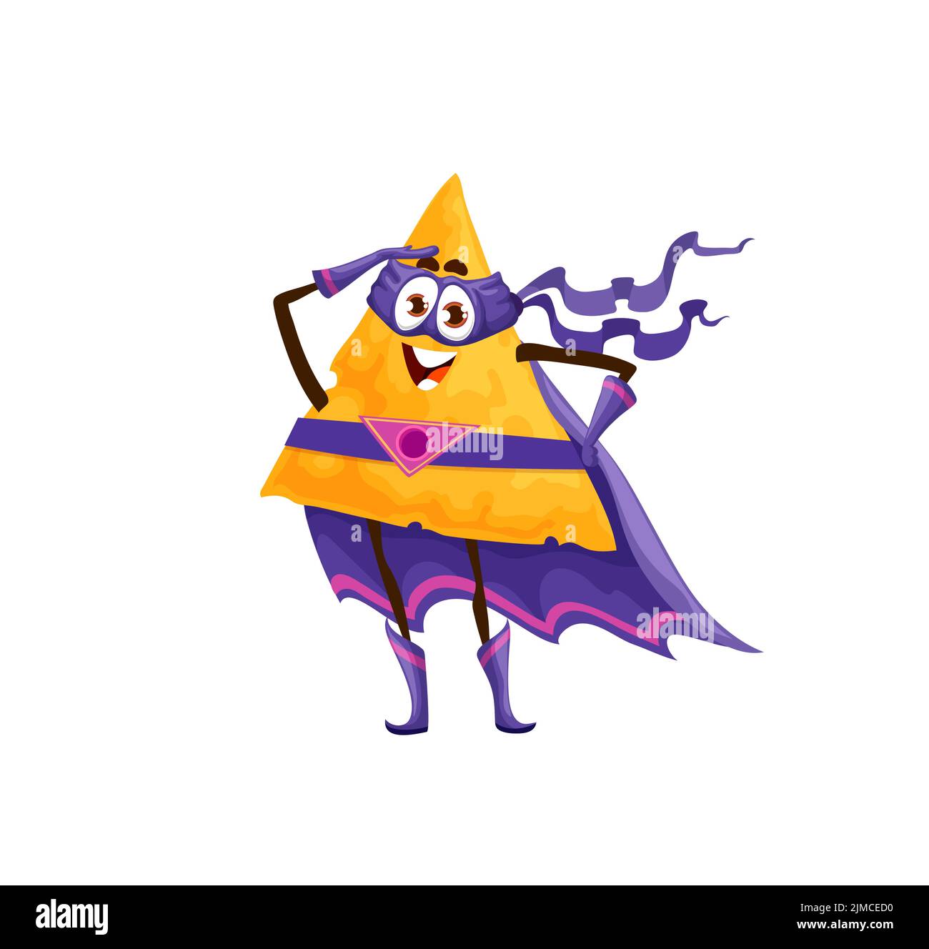 Cartoon mexican nachos superhero character. Cheerful mexican food chips ...