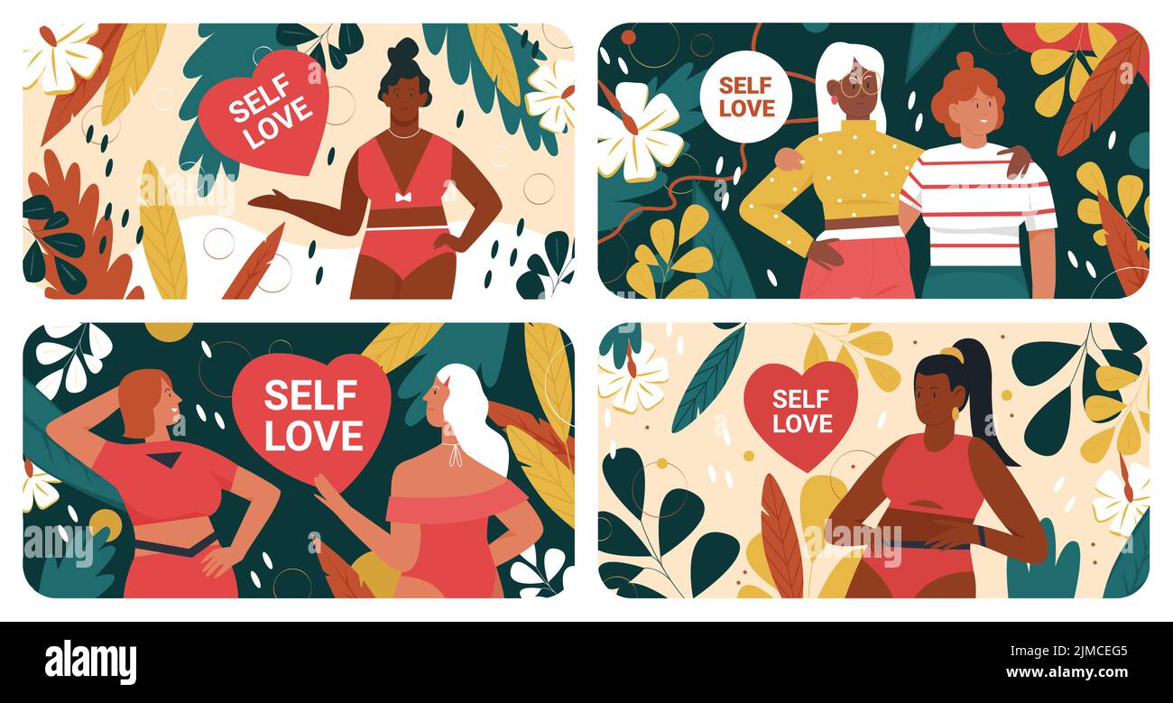 Self love, body positive acceptance and confidence healthy concept ...